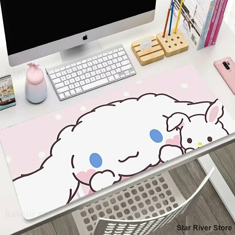 SANRIO Коврик для мышки, XL, светло-розовый, белый