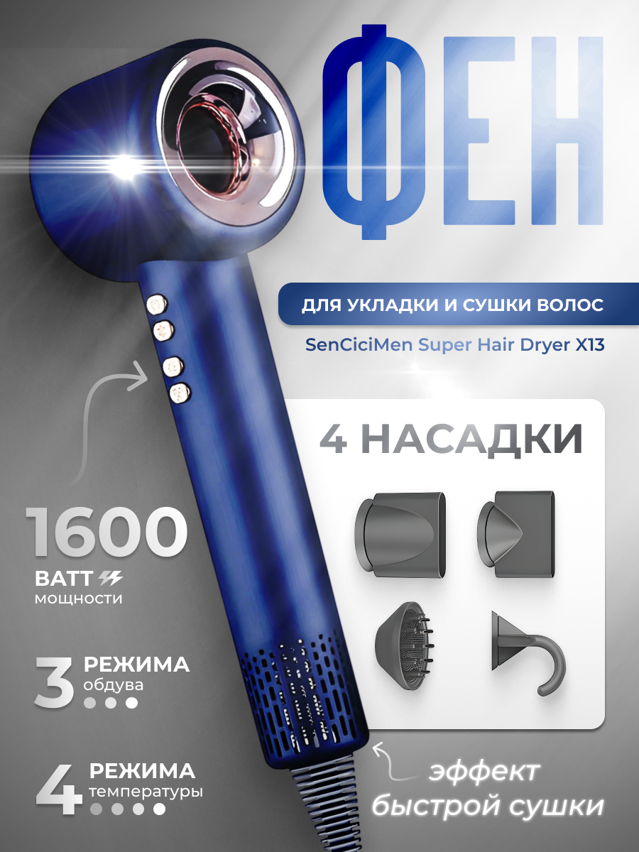 Фен для волос SenCiciMen Super Hair Dryer X13 Blue