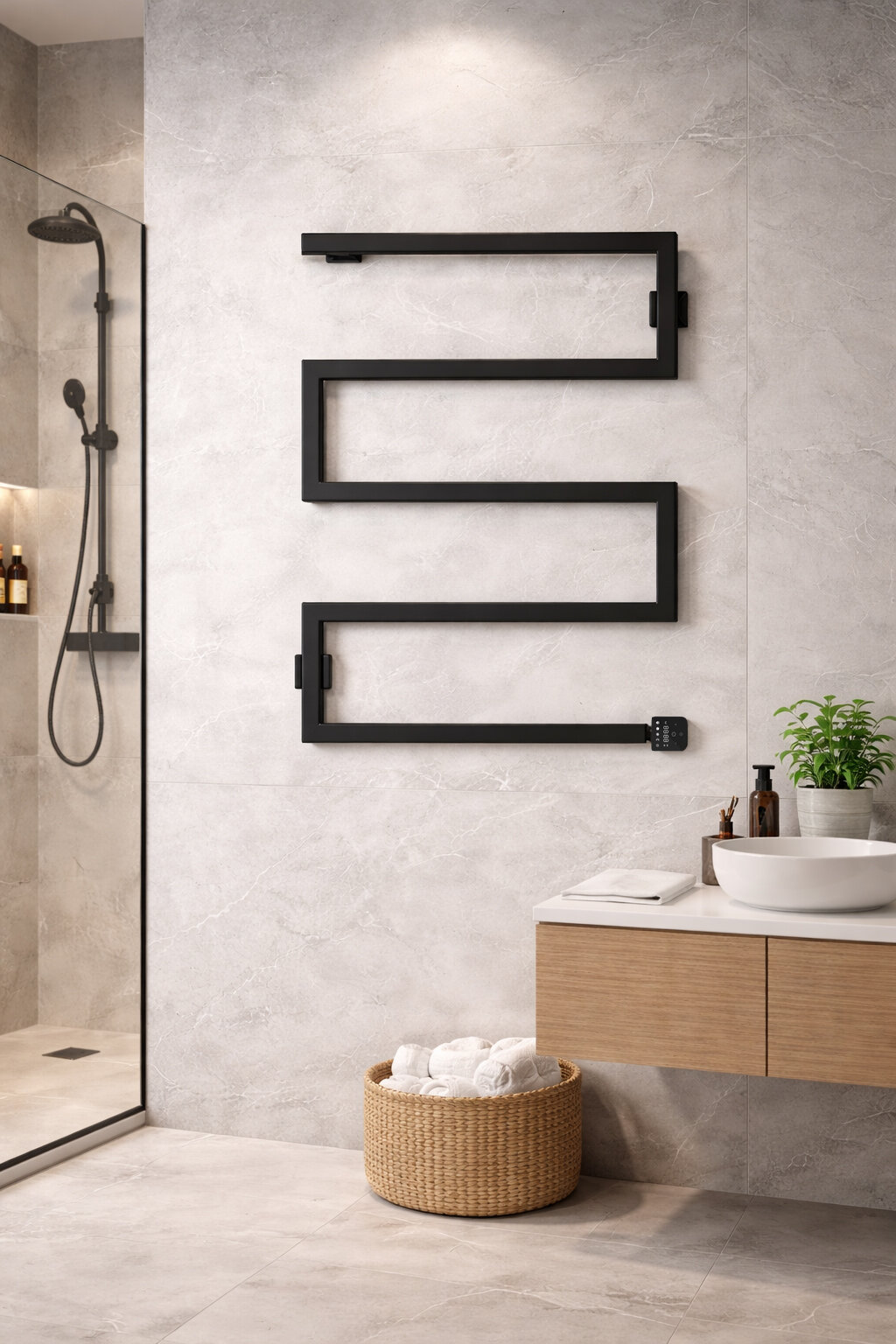 Электрический полотенцесушитель SNAKE-1 70x40 см Черный