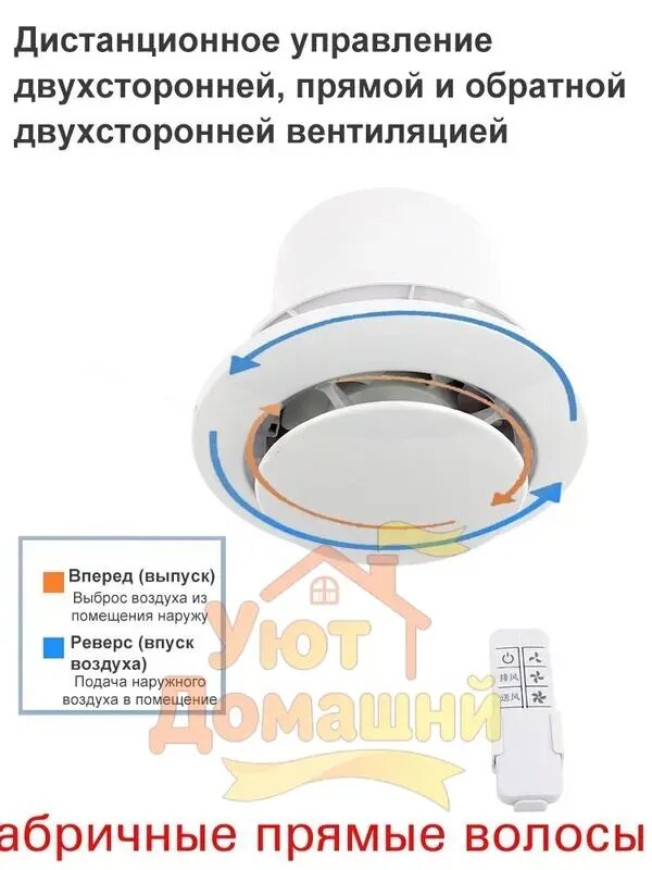 Реверсивный вытяжной вентилятор с дистанционным управлением,100мм Канальные вентиляторы 160 куб. м/ч.