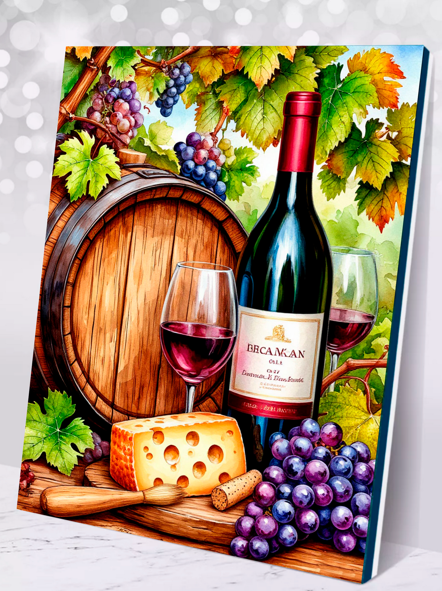 Картина на стену для интерьера Винный натюрморт 40х50 см, холст на подрамнике, ArtInter