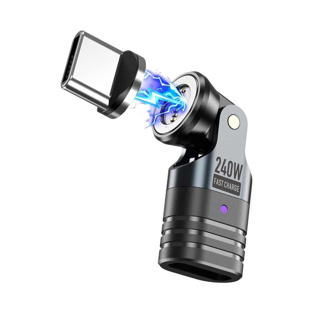 Уплотненный Вращающийся На 540 Градусов Магнитный Адаптер USB C Поддерживает Зарядку мощностью 240 Вт