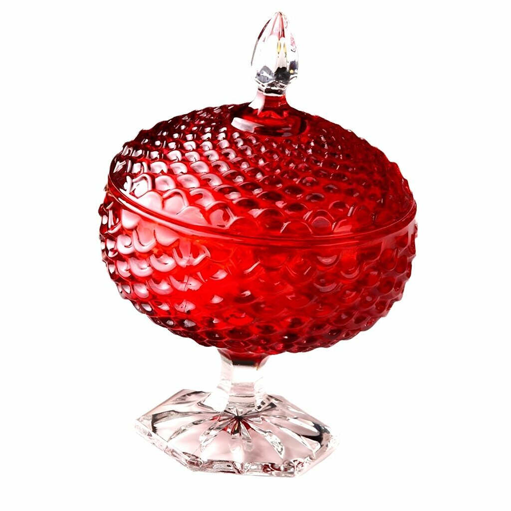 Красная Хрустальная Банка Для Конфет Из Толстого Стекла С Крышкой Для Домашнего Хранения И Декоративного Использования