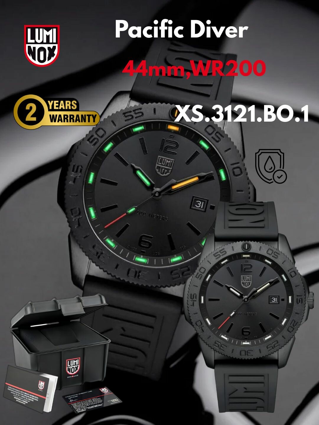 Наручные часы Luminox PACIFIC DIVER,44mm, WR200, Нержавеющая сталь 316L, Подсветка, XS.3121. BO