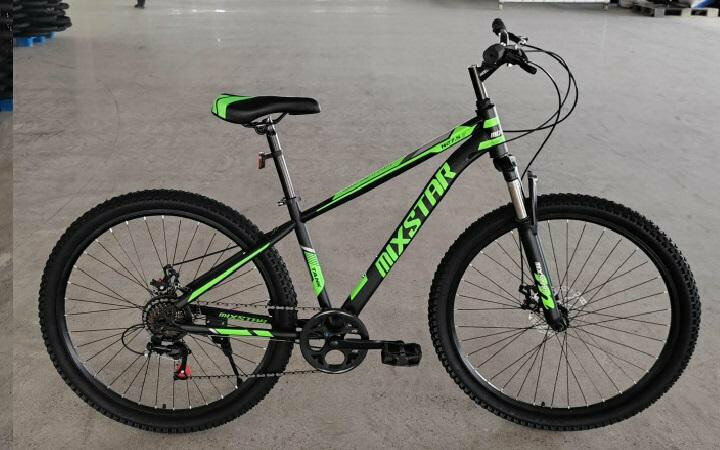 Велосипед горный MIXSTAR N27,5, 17" под рост 156-170, 27,5", 7 скоростей, сталь, черный/зеленый