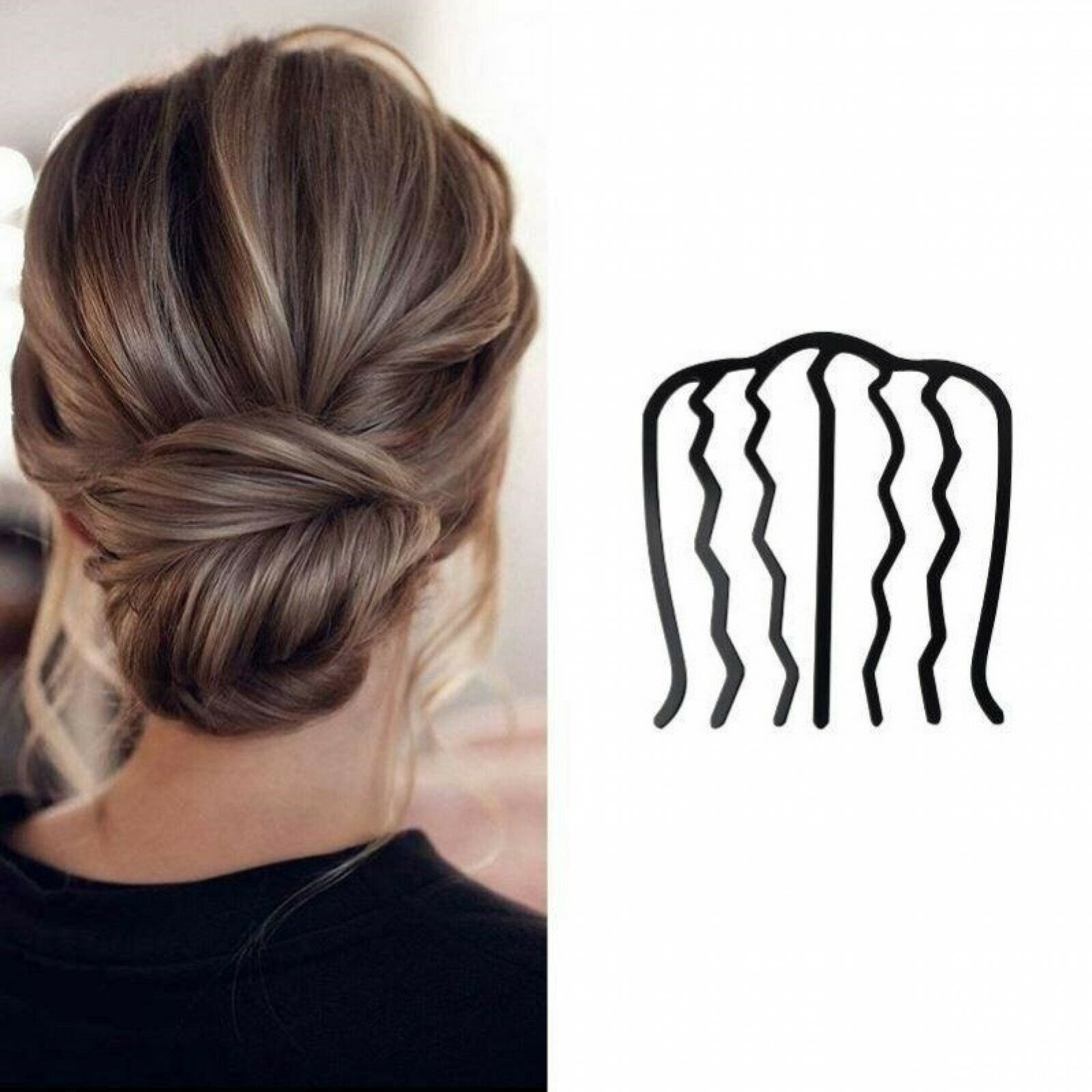 Фиксирующий гребень-шпилька MyPads N444025, черный, тугая фиксация, металлический