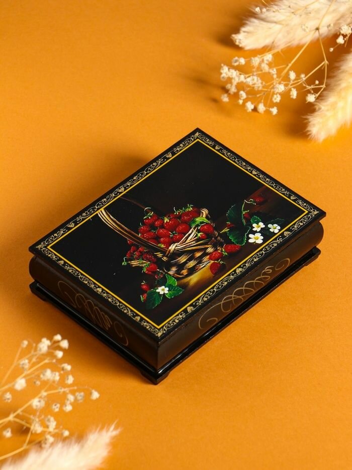 Шкатулка для украшений Ягоды , 10 14 см, лаковая миниатюра