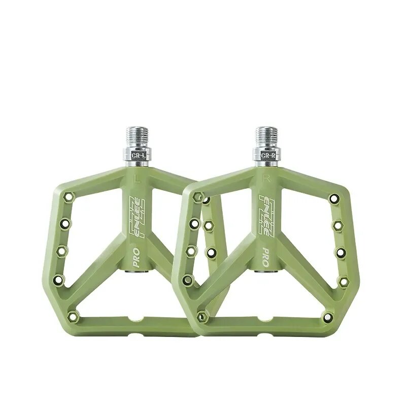 ENLEE Педали для велосипеда алюминиевые плоские PRONiLong green
