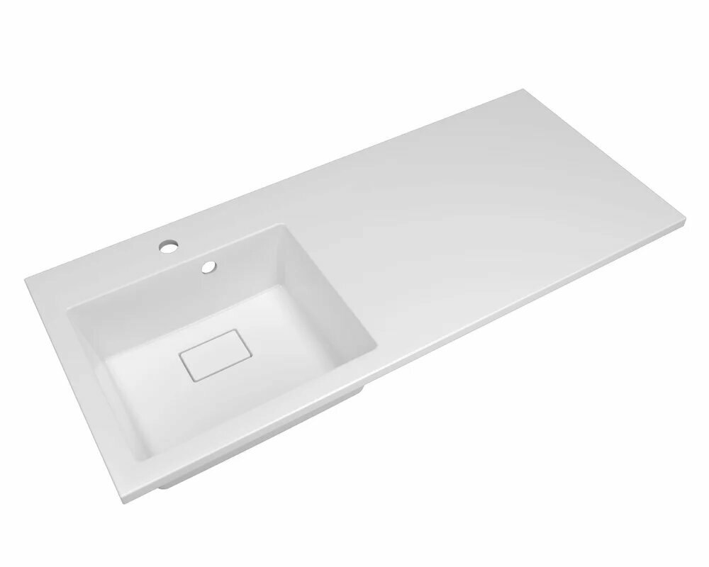 Раковина над стиральной машиной Florentina Аванти 110L БК с правым крылом, белая, глянцевая, раковина для ванной из литьевого мрамора, прямоугольная