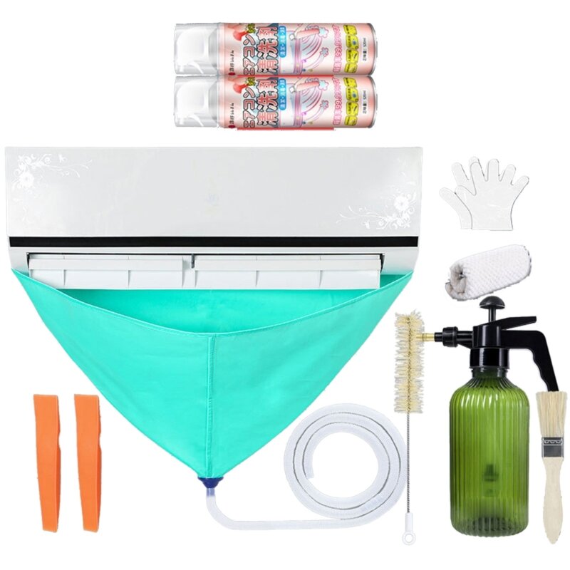 Водонепроницаемый Мешок Для Чистки Кондиционера с Дренажной Трубой Набор Мешков Для Мытья Кондиционера Пластиковая Текстура для Дома