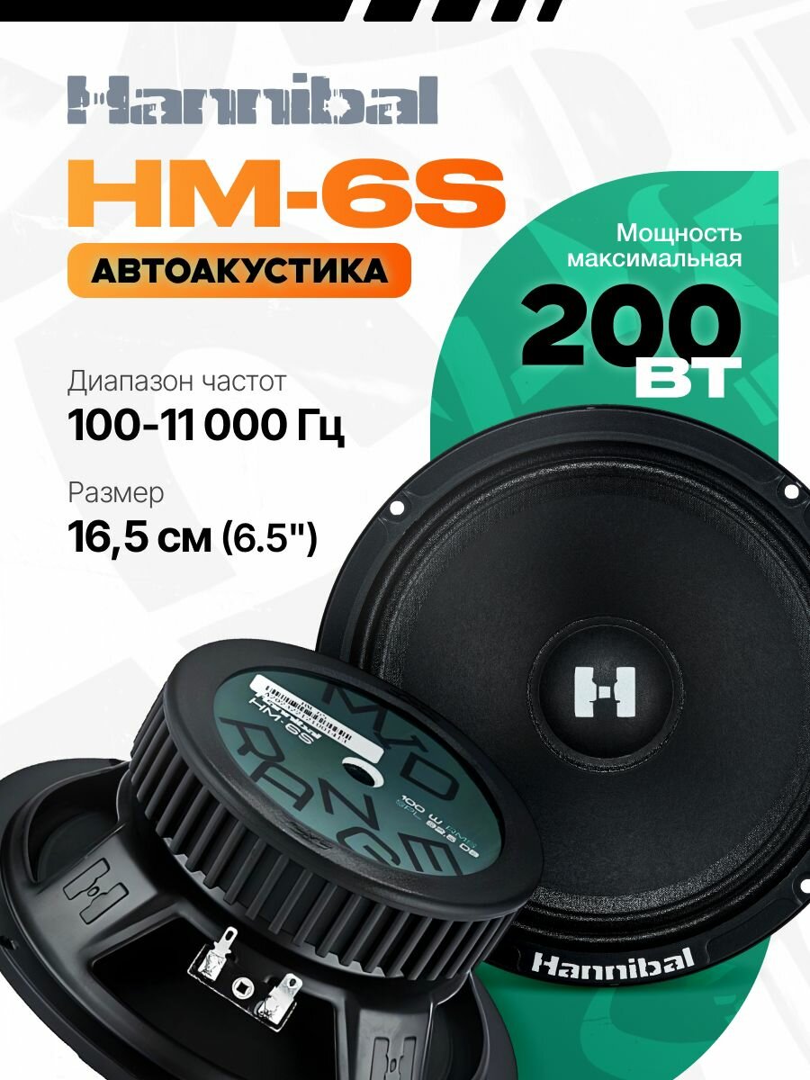 Динамики автомобильные Alphard Hannibal HM-6S / Колонки автомобильные 16,5 см / 2 шт.