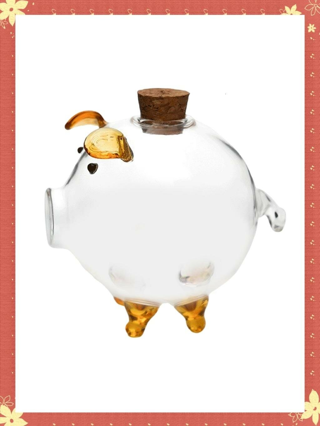 Свинка-копилка из прозрачного стекла, Золото