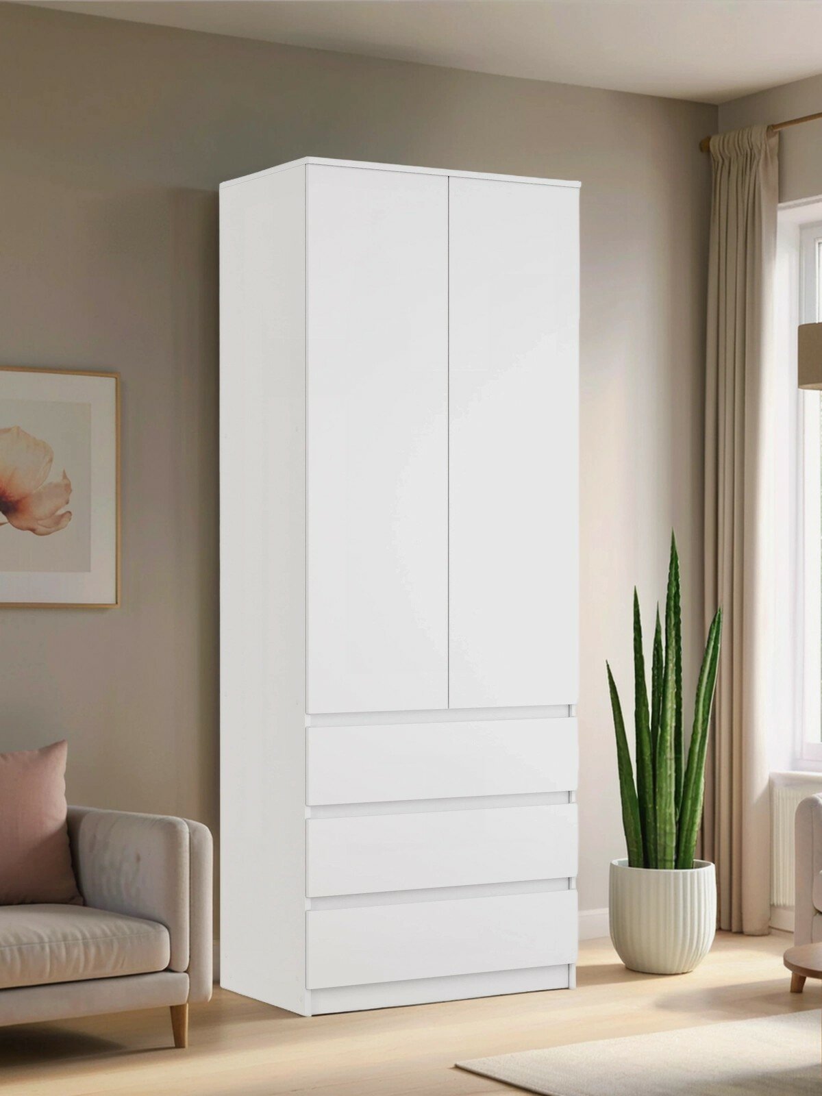 Шкаф "Аванта", распашной, двухстворчатый, белый, 80 см х 221 см х 51 см