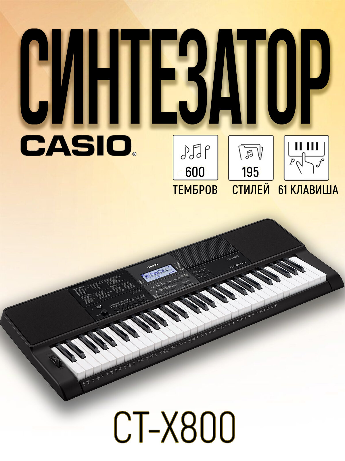 Синтезатор CASIO CT-X800, 61 клавиша, 600 тембров, 195 стилей, звуковой процессор AiX