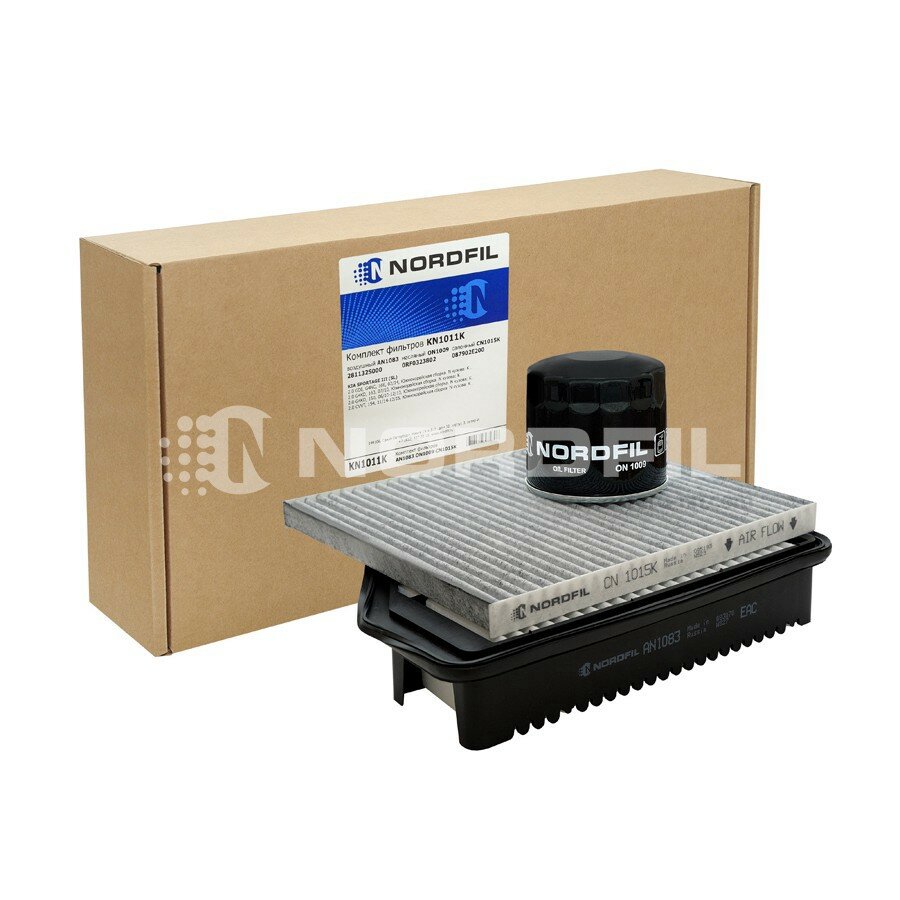 NORDFIL KN1011K Комплект фильтров (воздушный + масляный + салона угольный) KIA SPORTAGE III (SL)