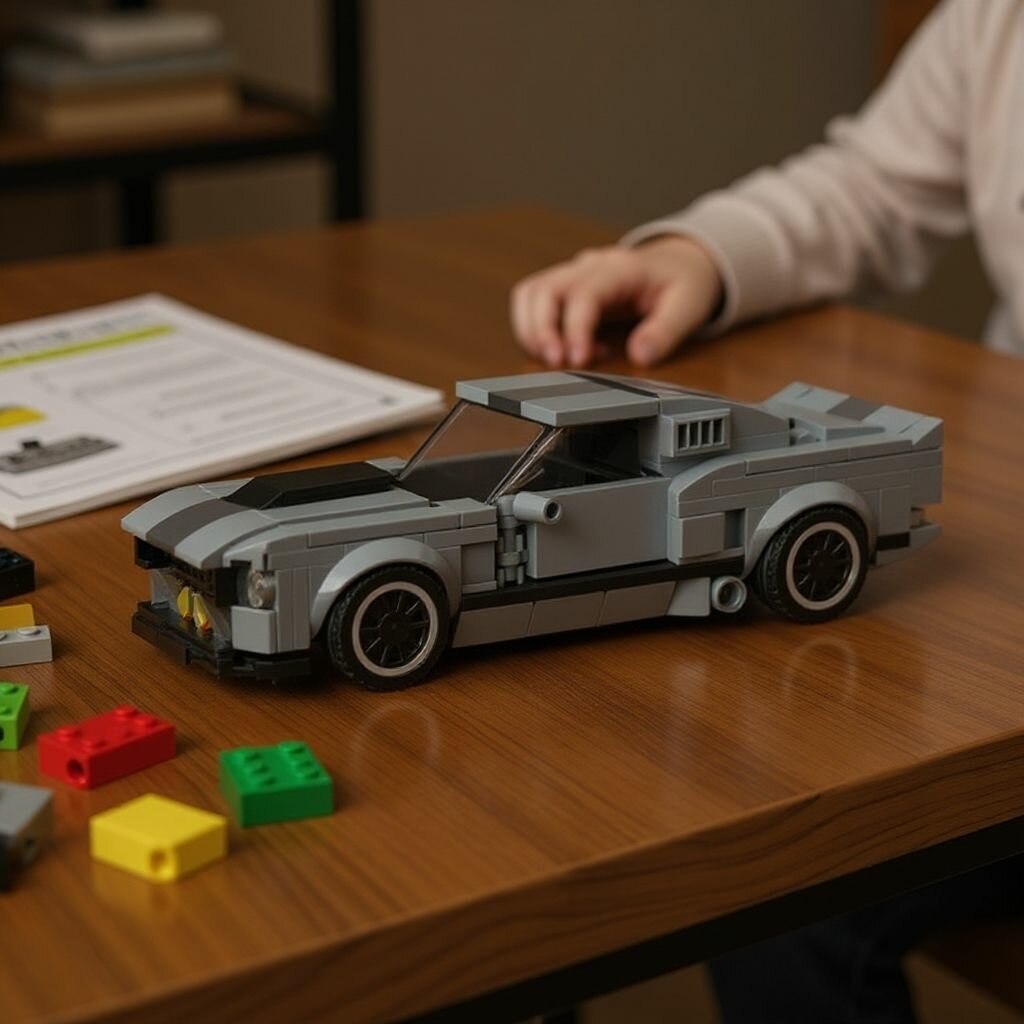 Конструктор спортивный автомобиль, серый цвет, развивающая сборная модель, для детей и взрослых, креативный подарок парню или мужу на праздник