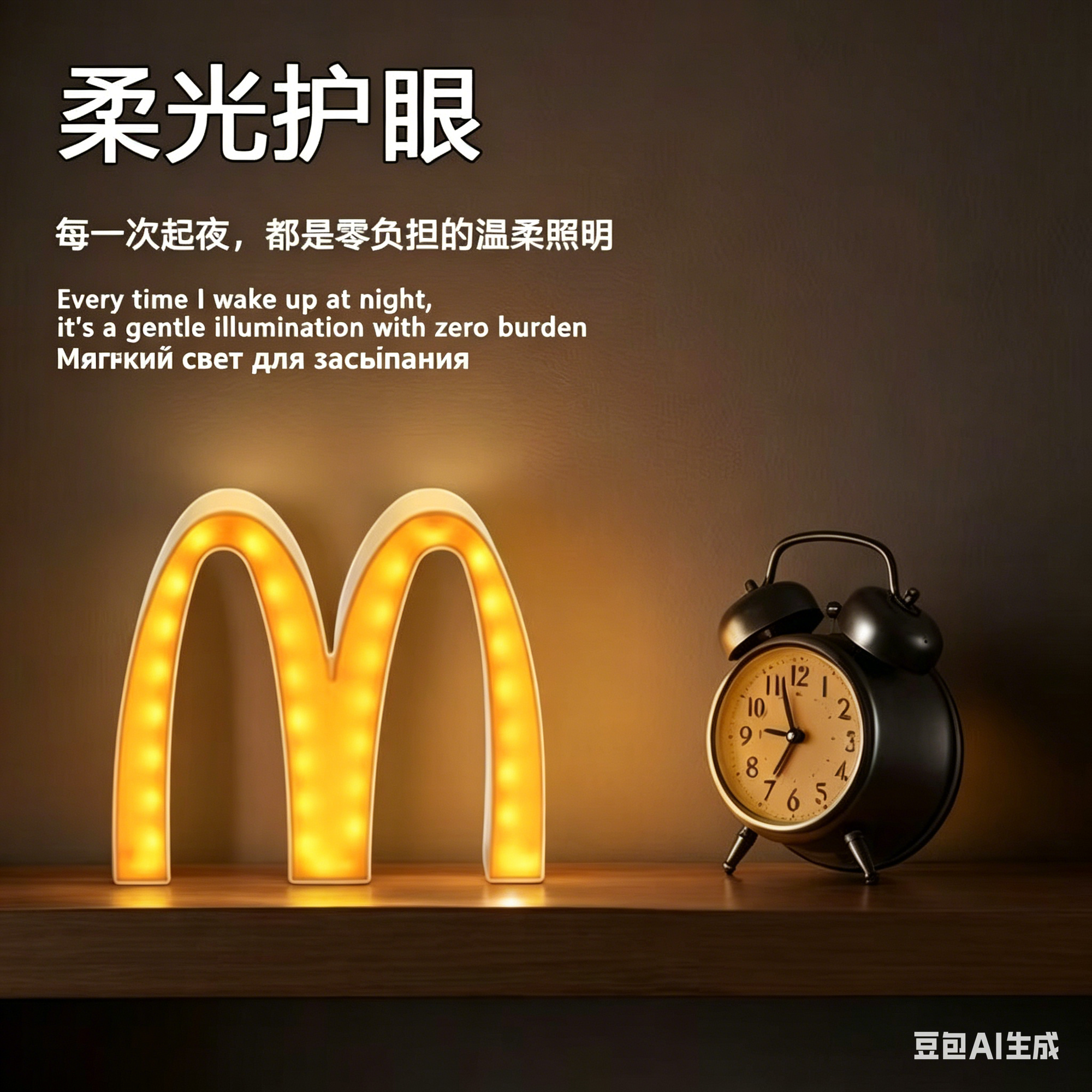 Беспроводной ночник McDonald's, с USB-зарядкой, теплый свет, 15*14 см