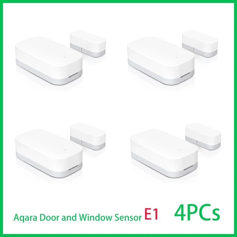 Датчик двери/окна Aqara E1 ZigBee 3.0 MCCGQ14LM беспроводное соединение дистанционное управление совместим с приложениями Xiaomi Mijia и Apple HomeKit — 4 штуки