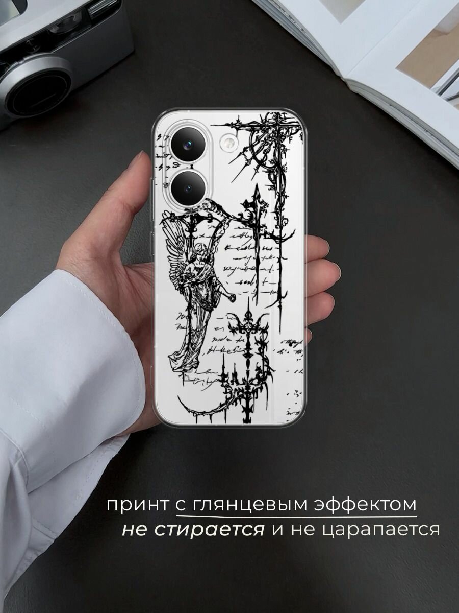 Силиконовый чехол на Poco X8 Pro / Поко X8 Про с принтом Готический узор с ангелом — фото 1