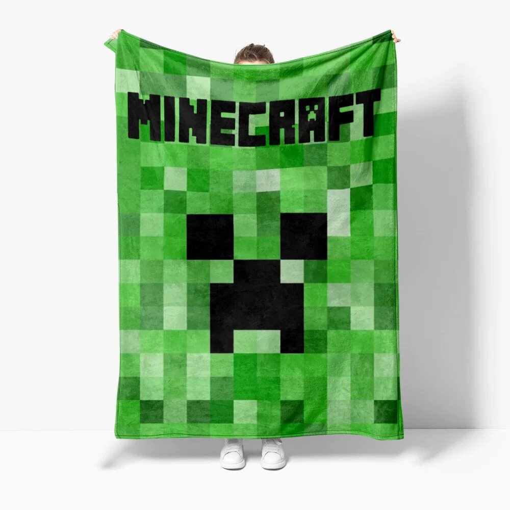 Плотное фланелевое одеяло в стиле Minecraft с изображением игрового мира, аниме-плед для мальчиков, покрывало для