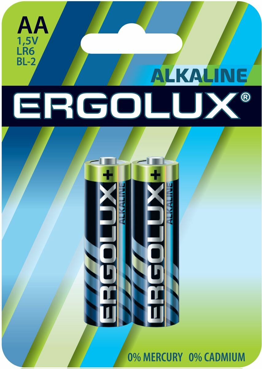 Батарейки АА пальчиковые / Ergolux / AA 1,5V щелочные 2 шт.