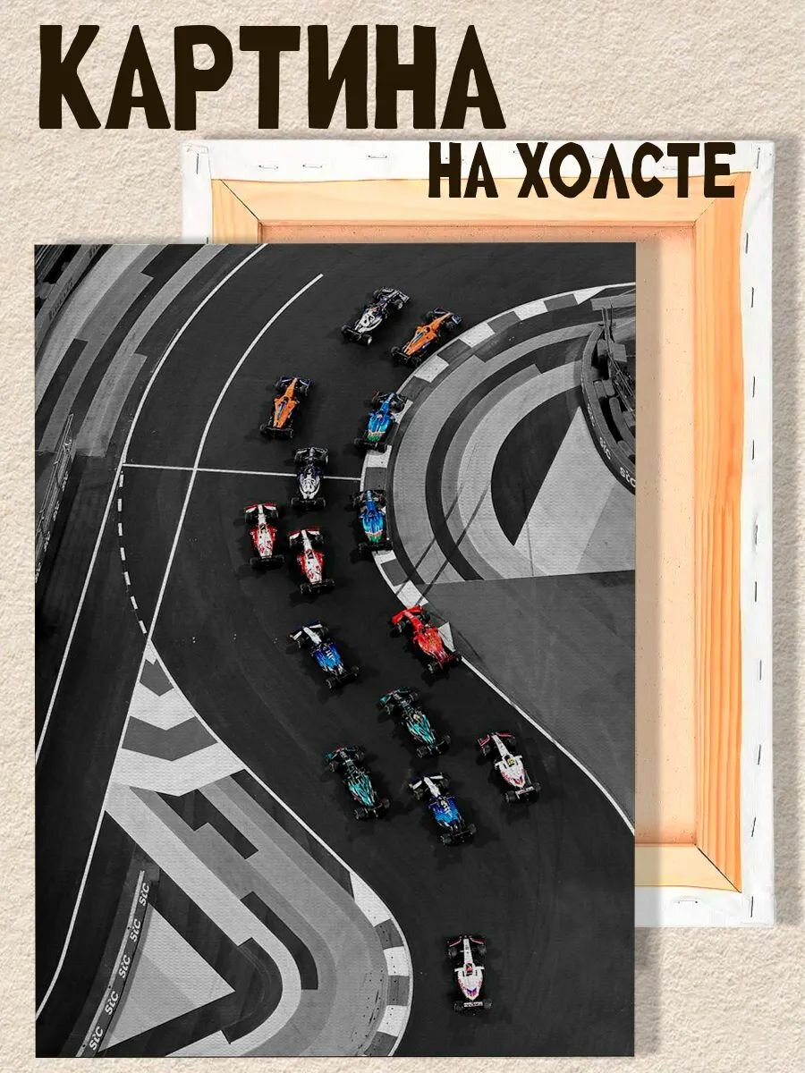 Картина стену Формула 1, на подрамнике, 1шт, 25х17 размер.