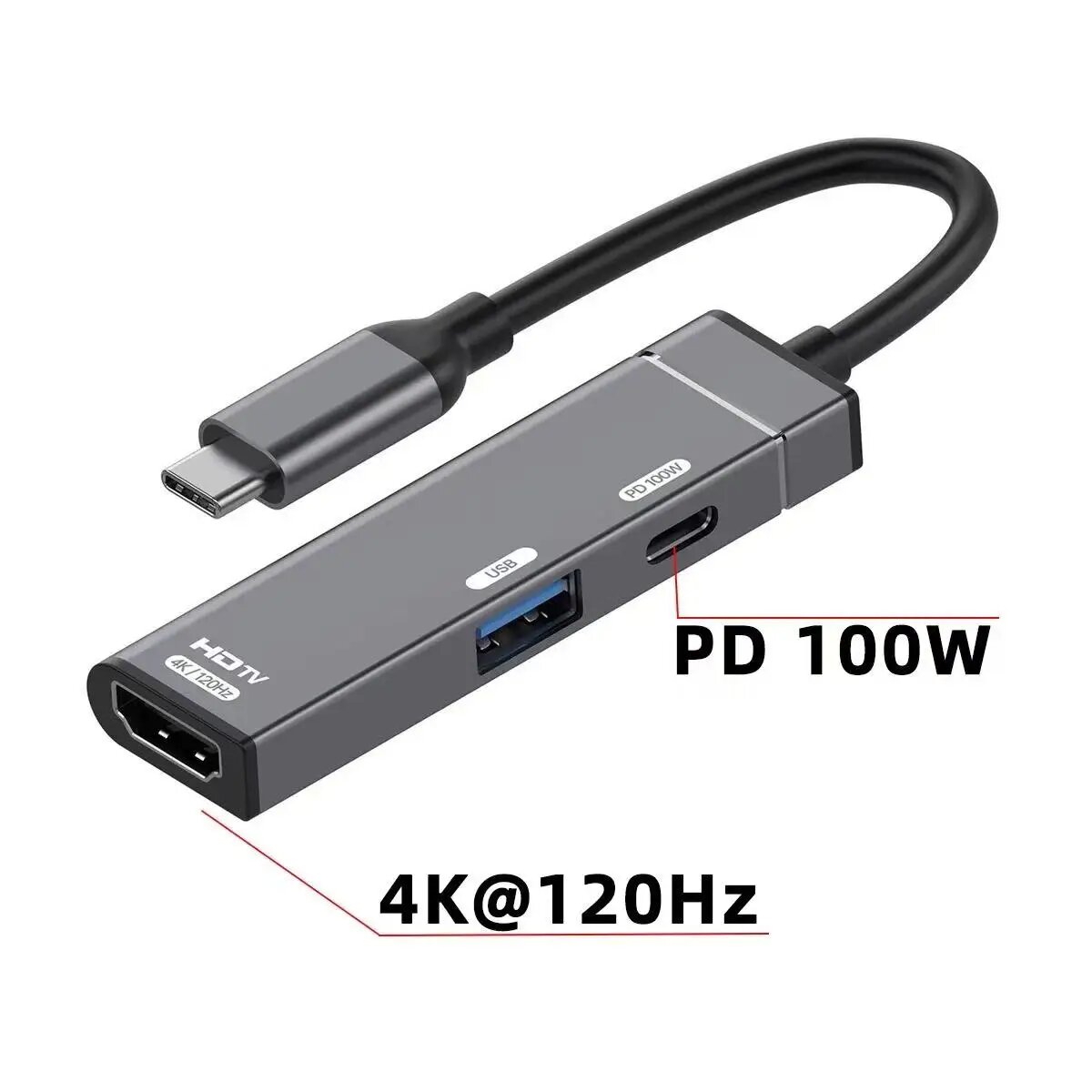 USB-C HDMI Адаптер 4K 120Гц с питанием PD 100Вт