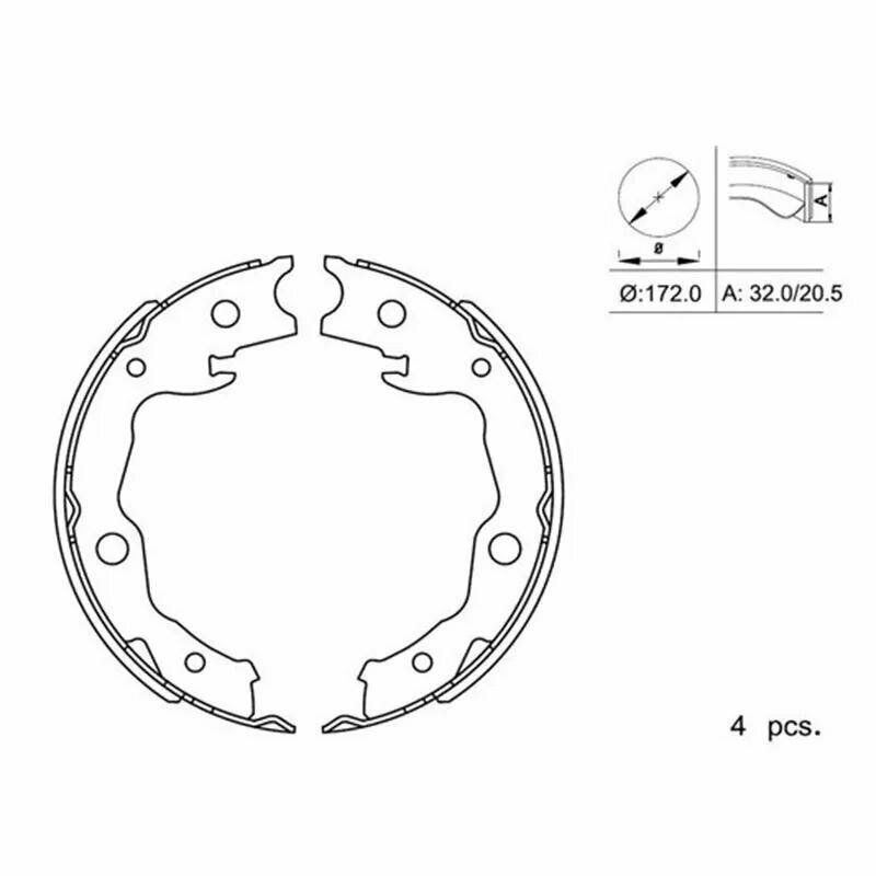 Колодки тормозные барабанные сзади Стояночный тормоз SAT ST-313-0004 Nissan Juke 10-20 / Leaf 09-22