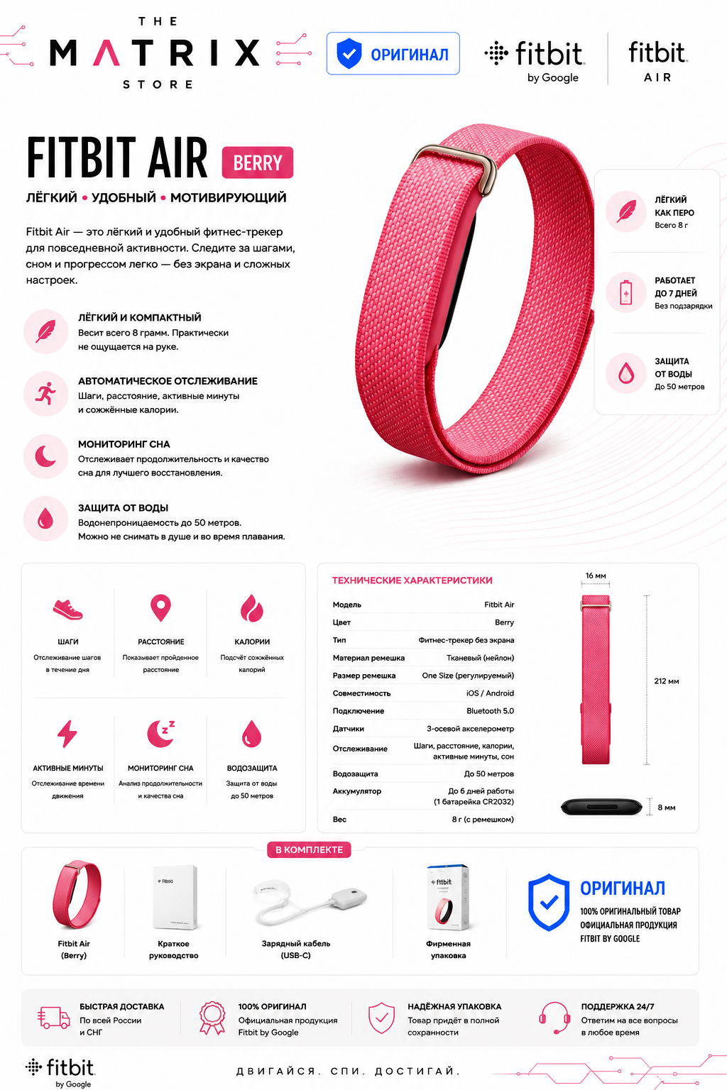 Фитнес-браслет Google Fitbit Air, Activity Tracker (Красная ягода) (Berry)
