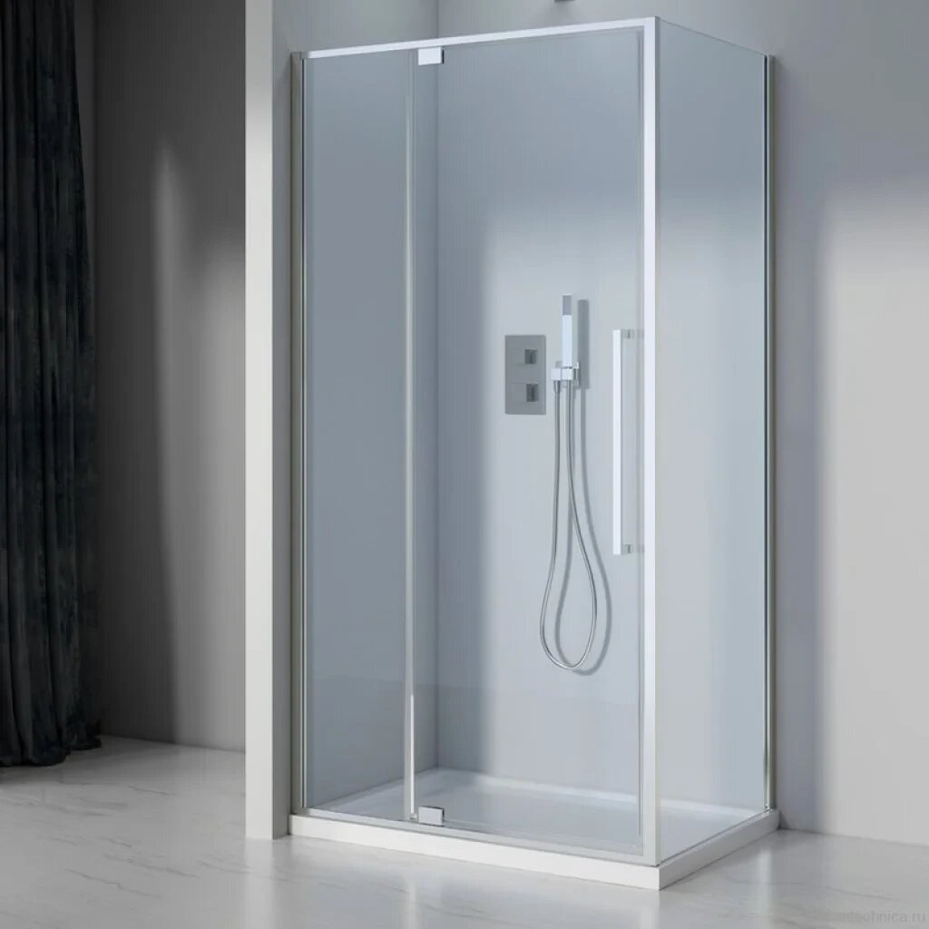 Душевой уголок Black&White Stellar Wind S818 CC 100х80, профиль хром, стекло прозрачное