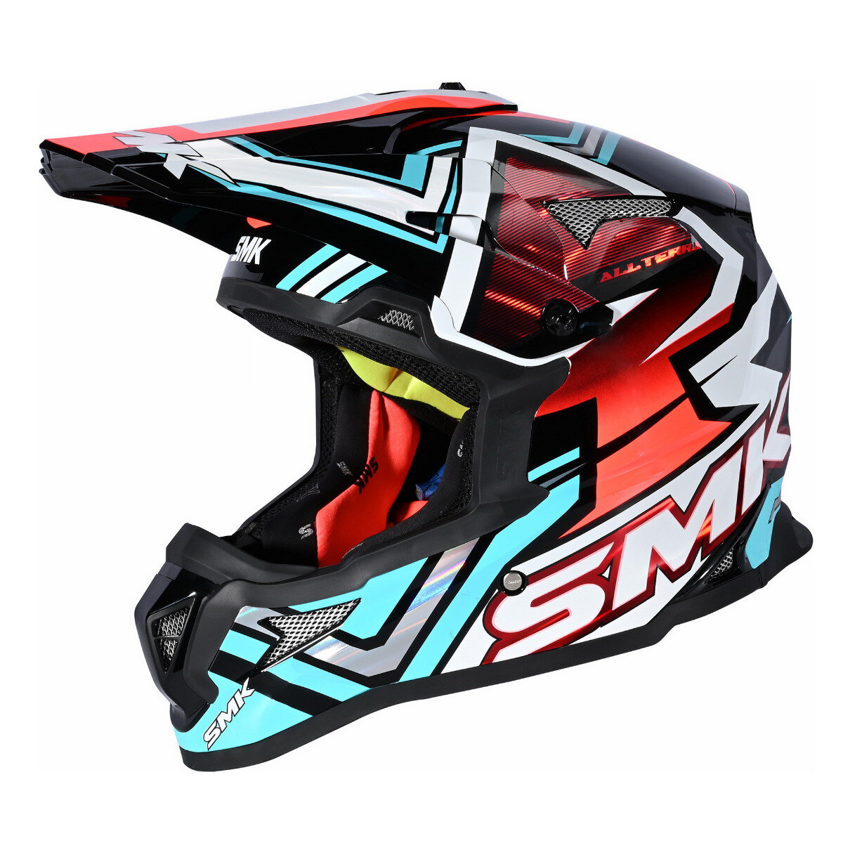 SMK Мотошлем Allterra X-Aces, цвет Голубой/Красный/Белый GL253 Chrome, Размер M