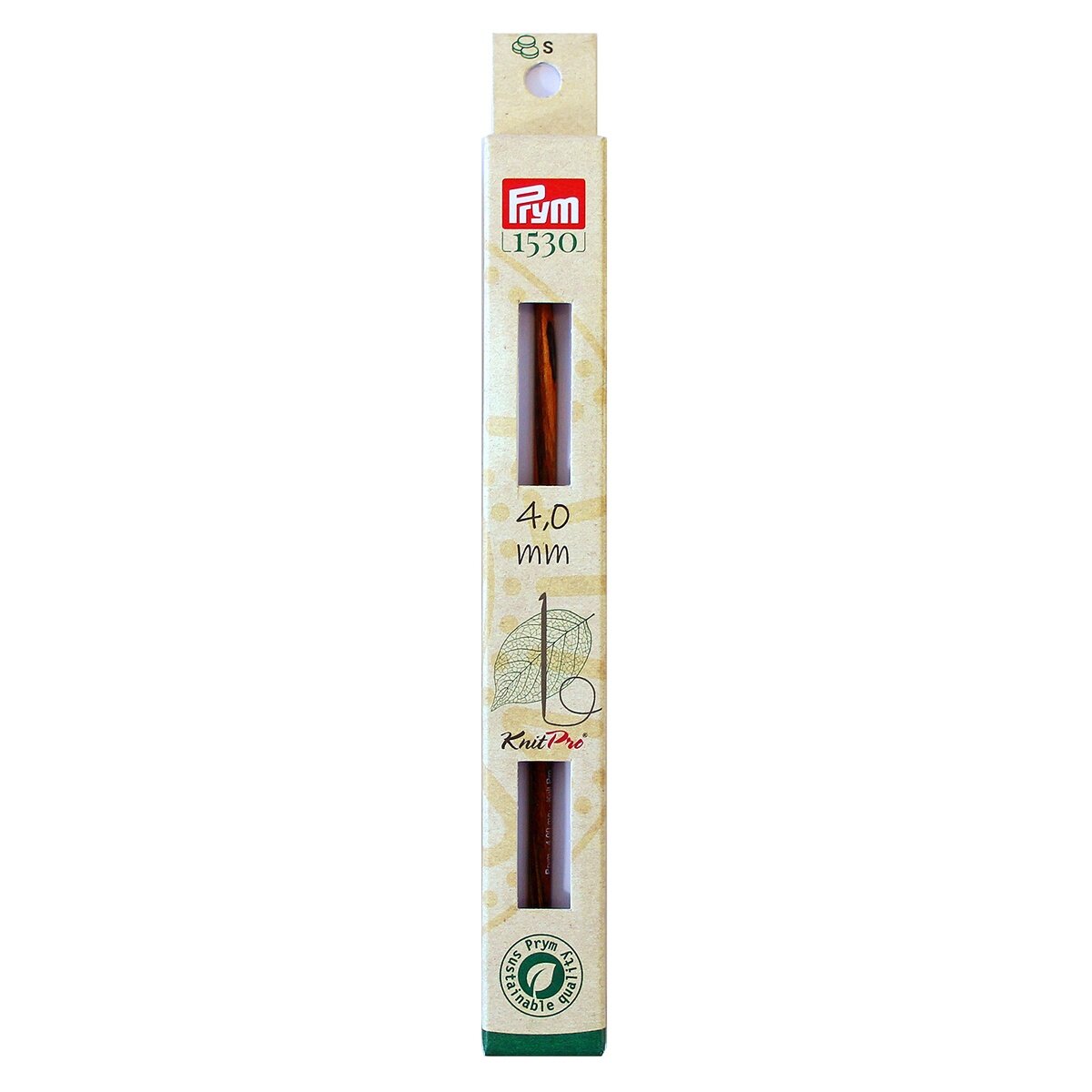 Крючок для вязания PRYM "Natural", тунисский, съемный, береза, диаметр 4 мм, в картонной упаковке с европодвесом (223722)