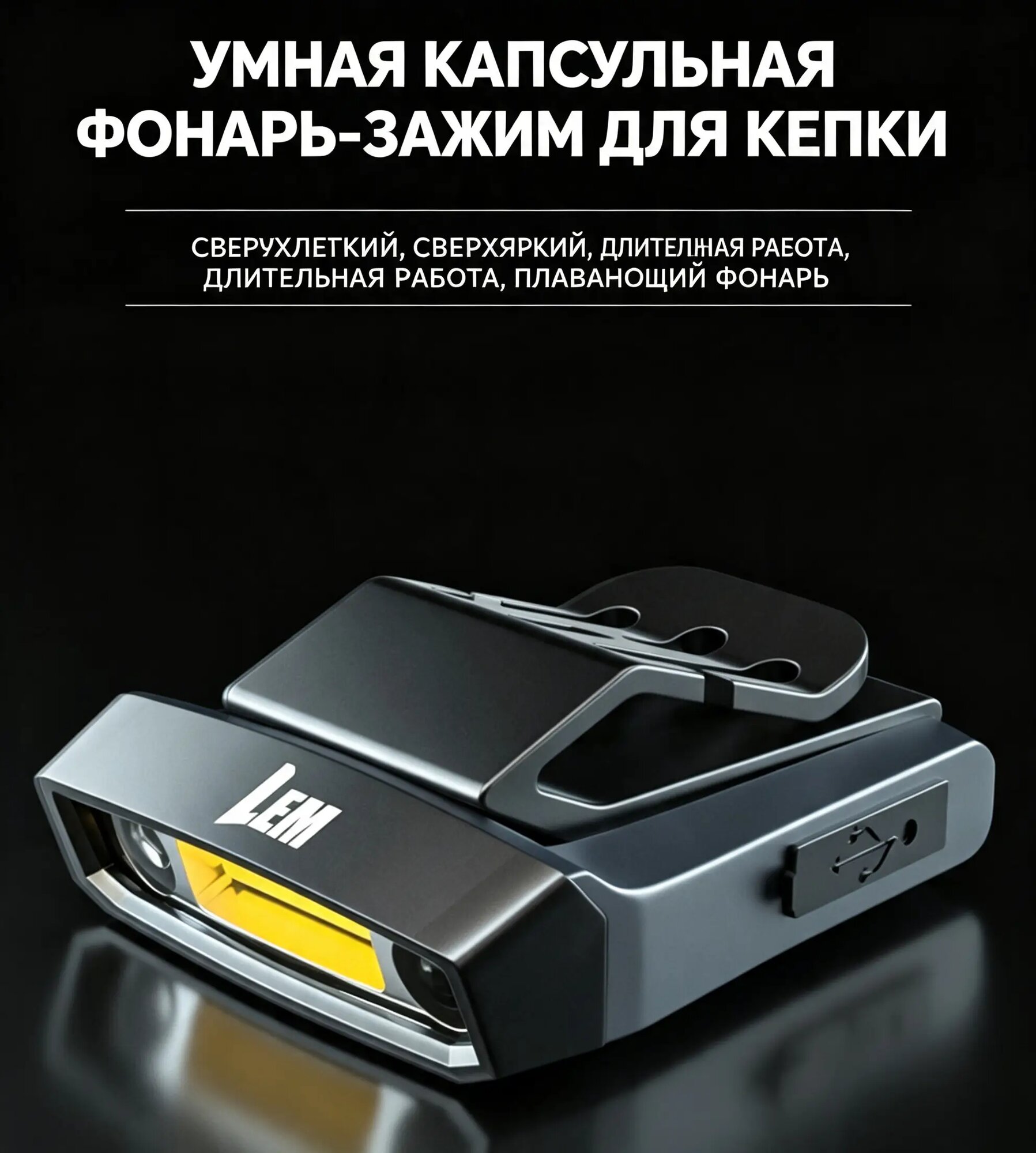 Светодиодный налобный фонарь черный с красным кольцом, COB двухцветный свет, датчик взмаха руки, аккумулятор 800 мАч, время работы 48 часов, водонепро