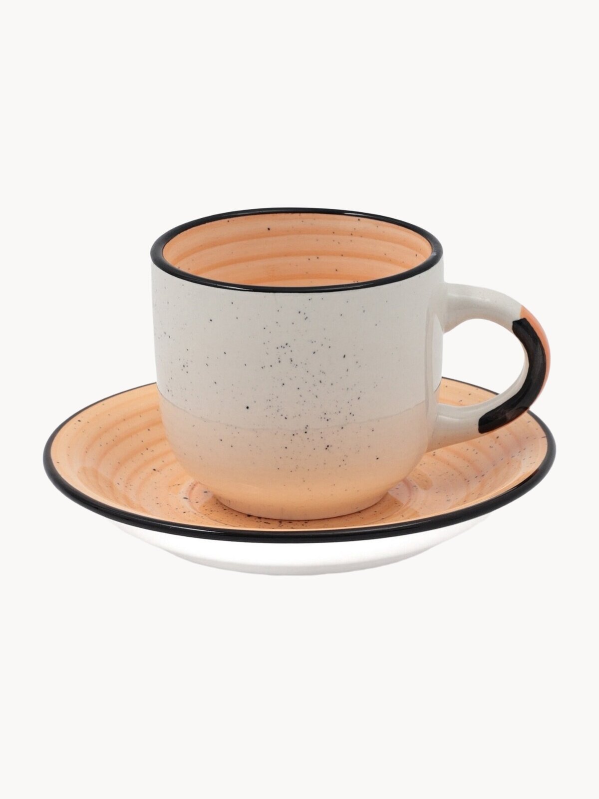 Чайная пара Доляна Nature, 2 предмета: чашка 260 мл, блюдце d=15 см, керамика, оранжевая