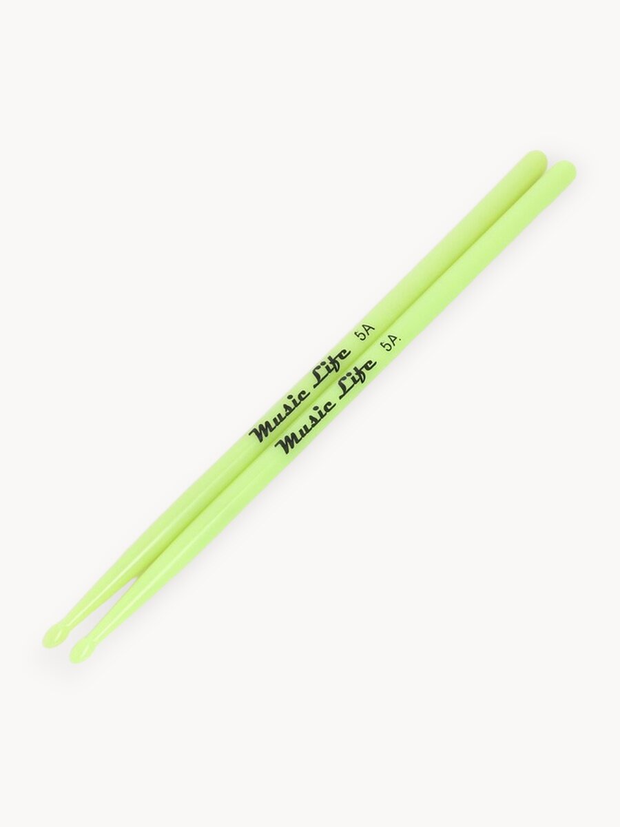Барабанные палочки Music Life, светящиеся, для барабана, зеленые, 2 шт