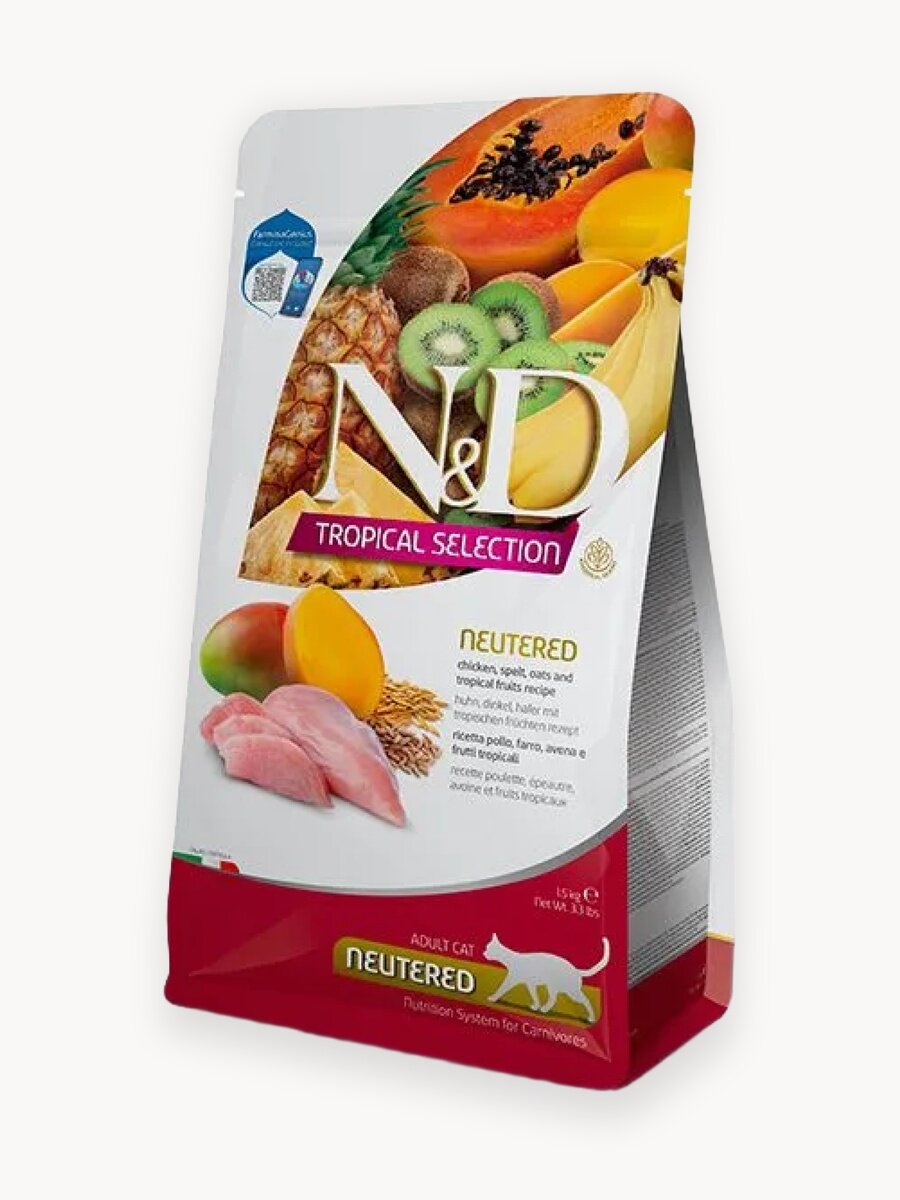 Сухой корм Farmina "Tropical Selection", для стерилизованных кошек, курица, 1,5 кг