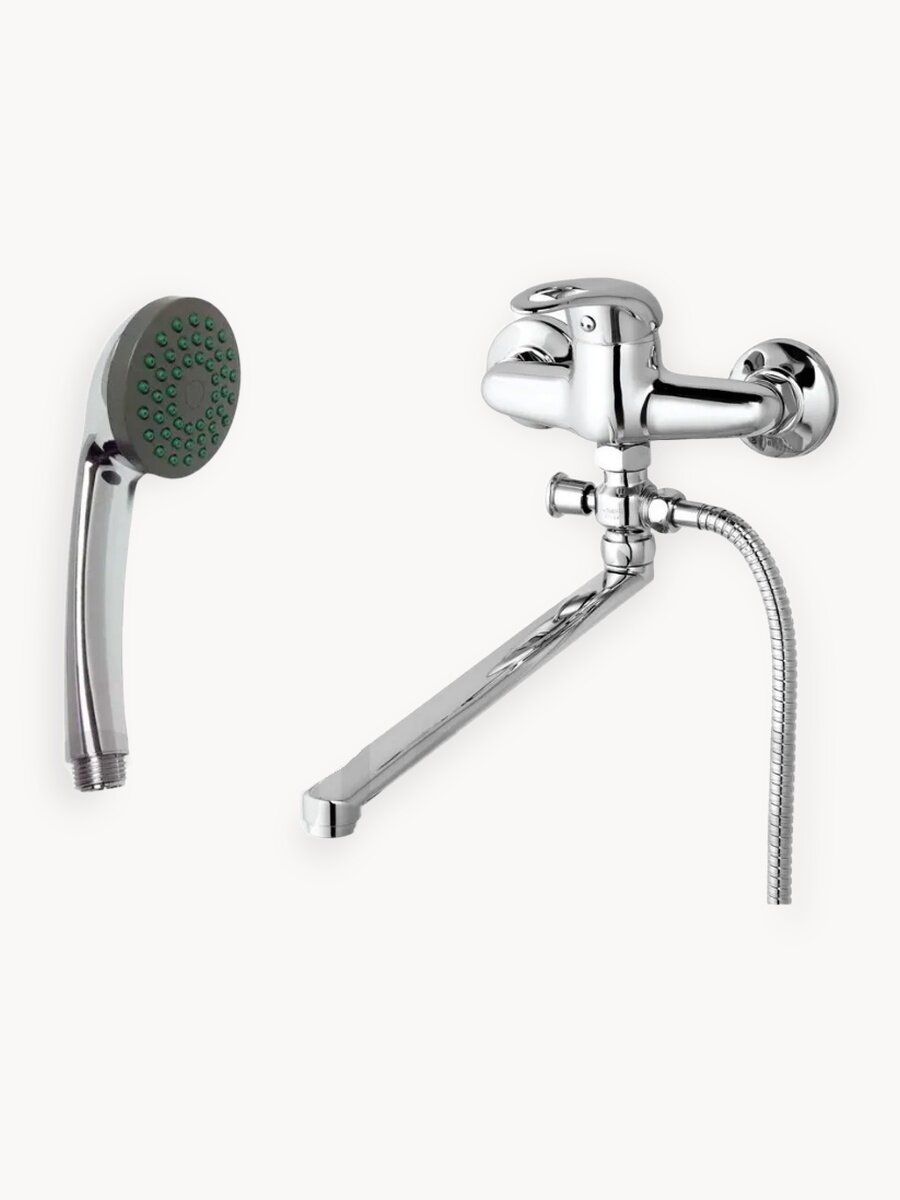 Смеситель для ванны с лейкой, длинный излив, кран в ванную G.lauf KLO6-A048, цвет: хром