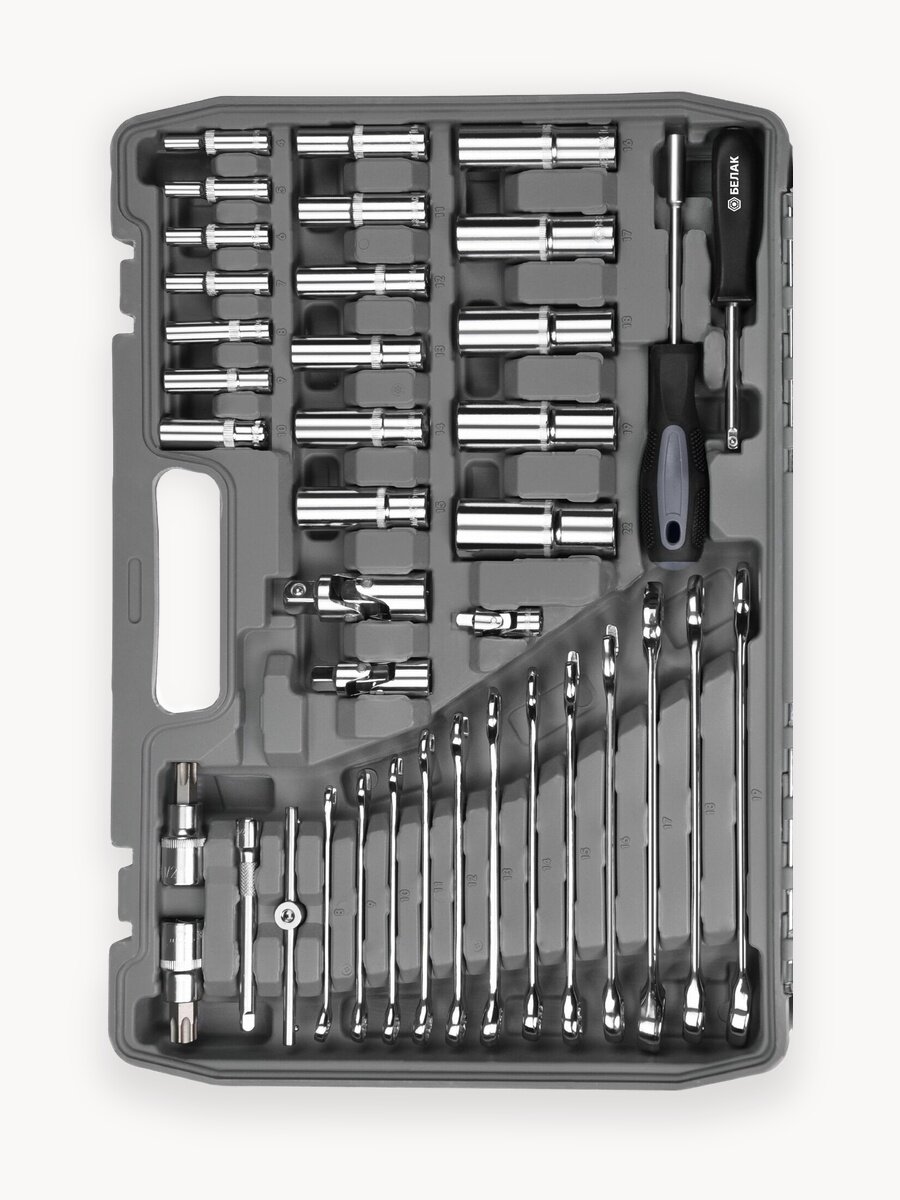 Набор инструментов БелАК "М", 216 элементов, легированная сталь, серый