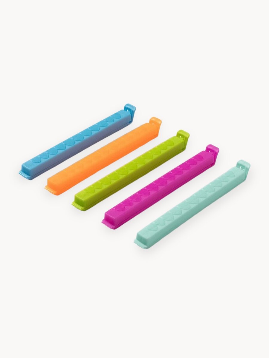 Зажимы для пакетов Доляна, длина 14 см, 5 шт, цвет в ассортименте