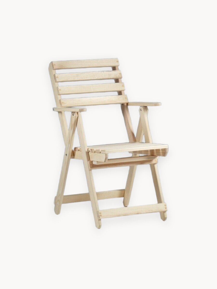 Кресло складное с подлокотниками, материал липа, размер 70×55×92 см