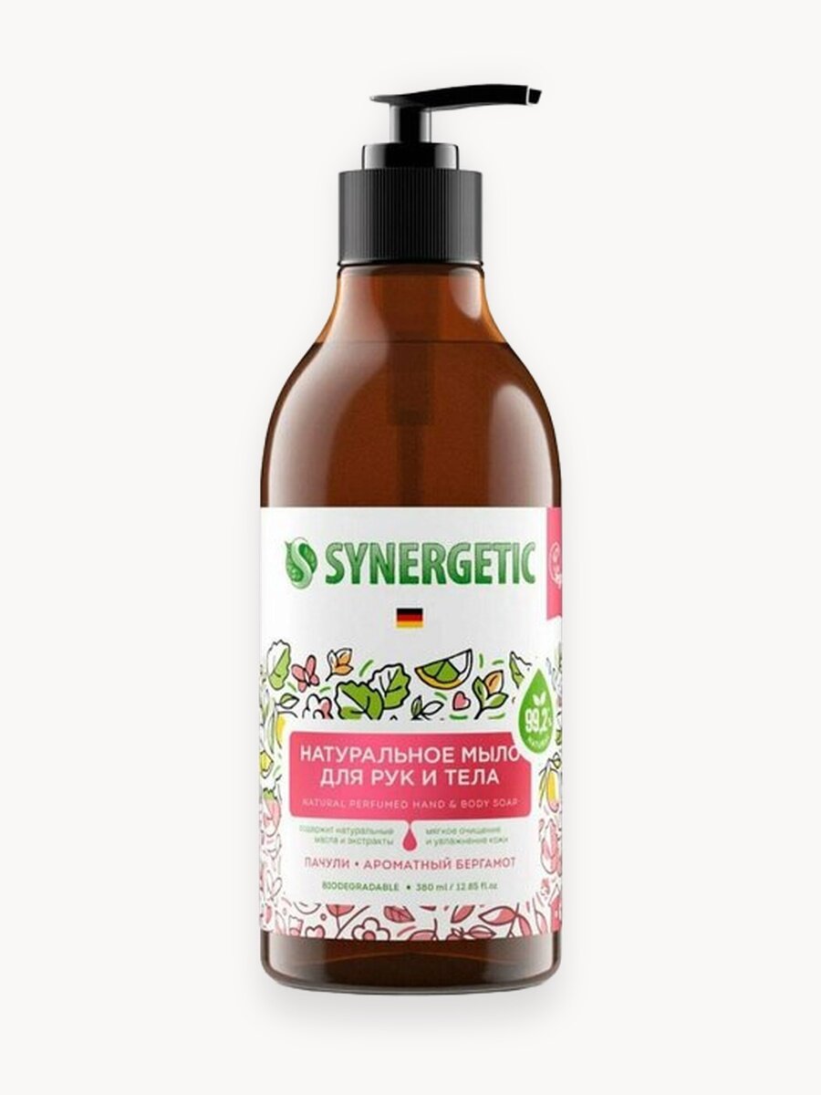 Жидкое мыло Synergetic для всех типов кожи с дозатором, 380мл