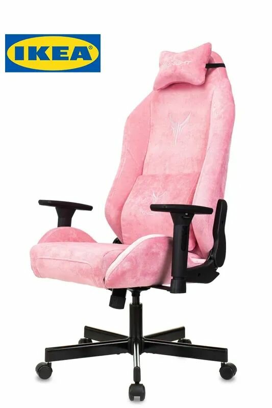 Игровое кресло KNIGHT N1 с регулировкой высоты, качанием до 150 , подлокотниками и подушками для шеи/поясницы