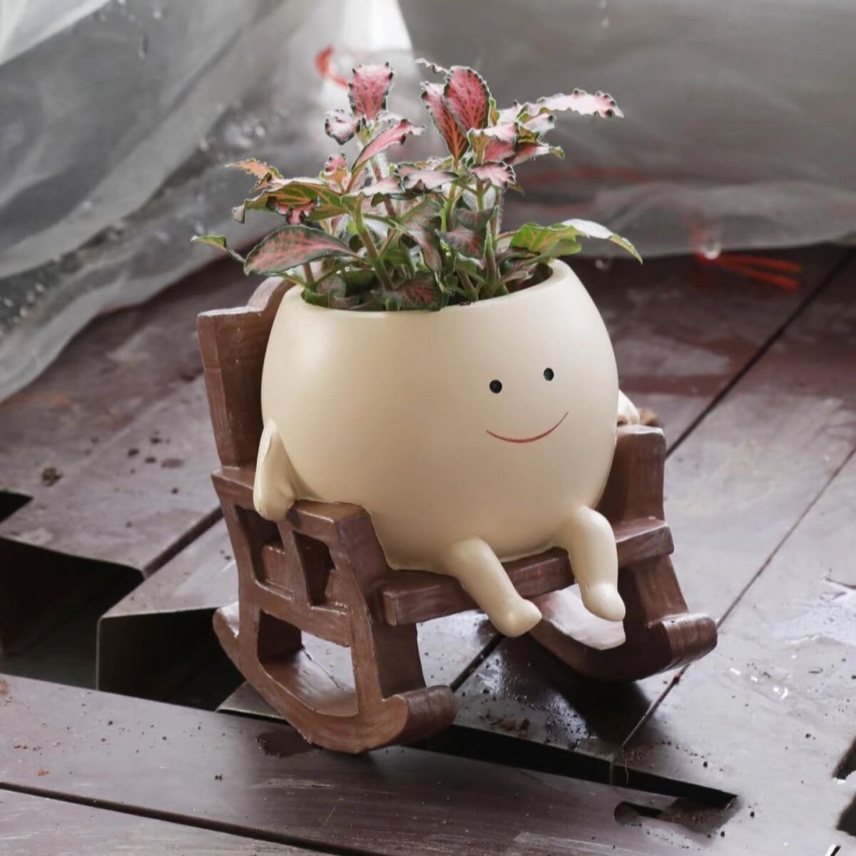 Горшок для кашпо со смайликом，Кресло-качалка с горшком для растений