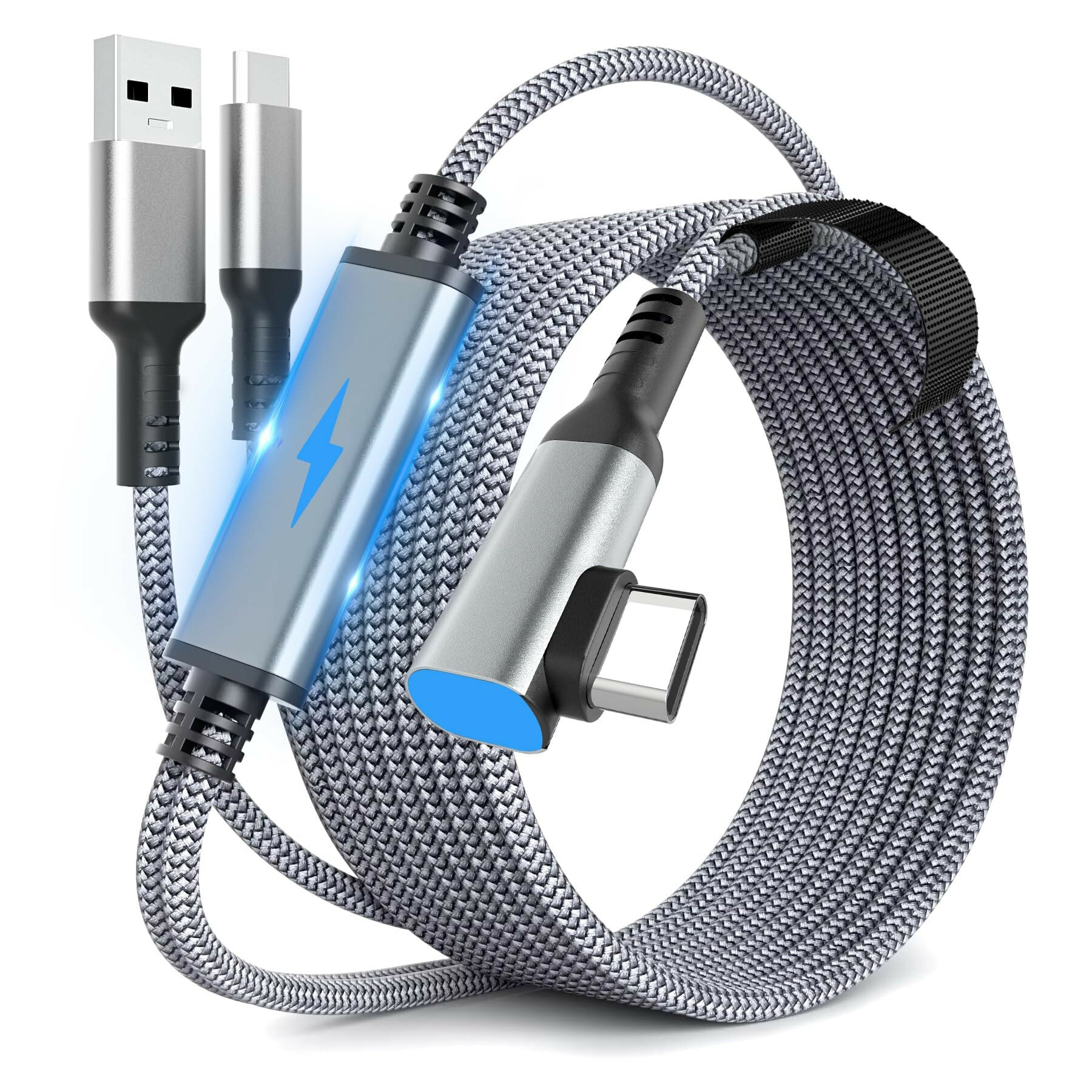 Кабель 16ft для PC VR: подключение Oculus Quest 3S/3/2/Pro к компьютеру, отдельный USB-C для зарядки, игра и зарядка одновременно