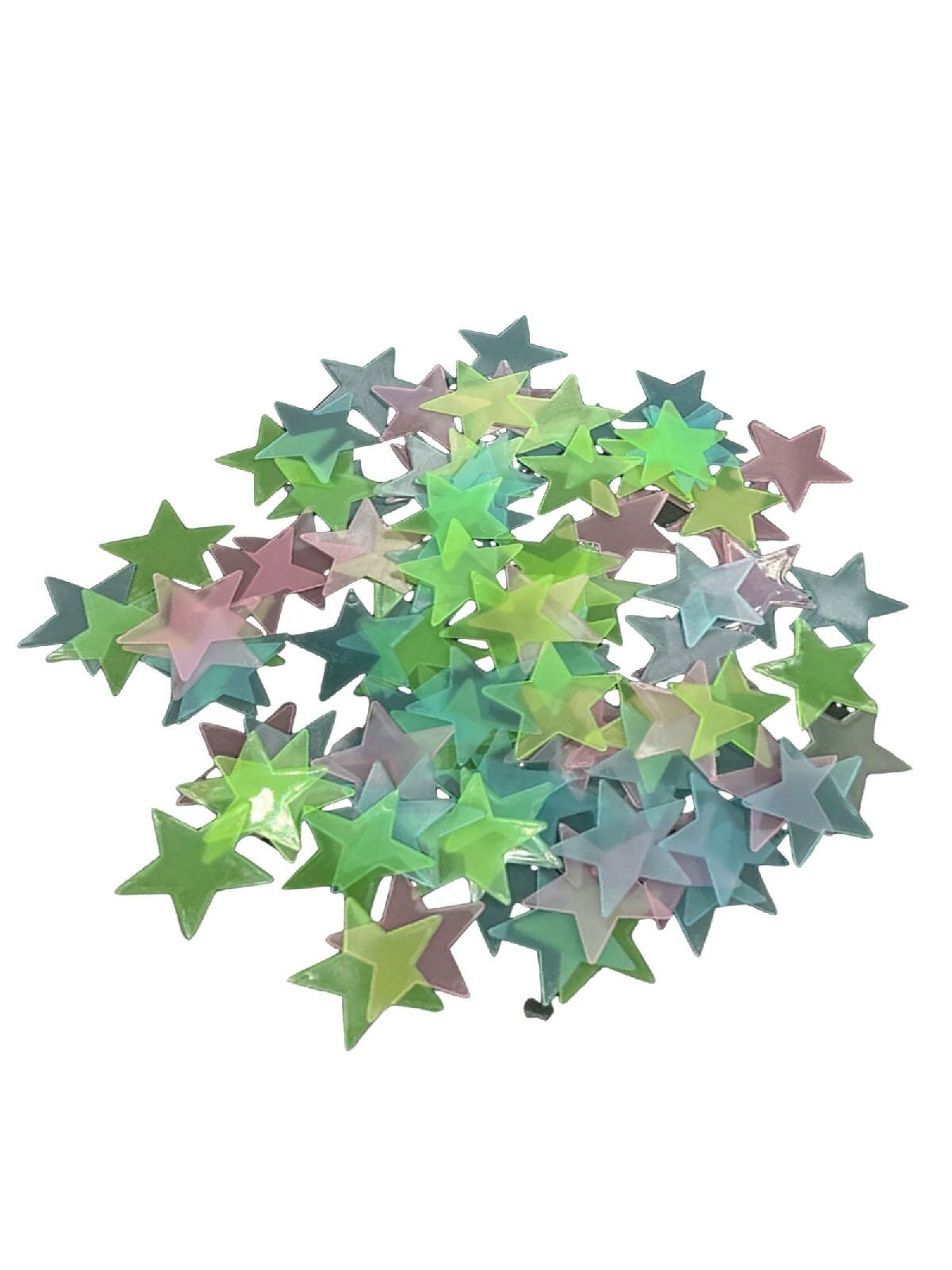 100шт Яркая пластиковая светящаяся в темноте 3D наклейка в виде звезды для дома и вечеринок