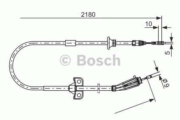Трос ручного тормоза BOSCH 1987477248 левый, Volvo XC90 02-