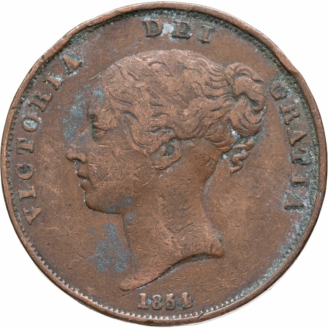 Великобритания 1 пенни penny 1854, Медь, в сохранности VF