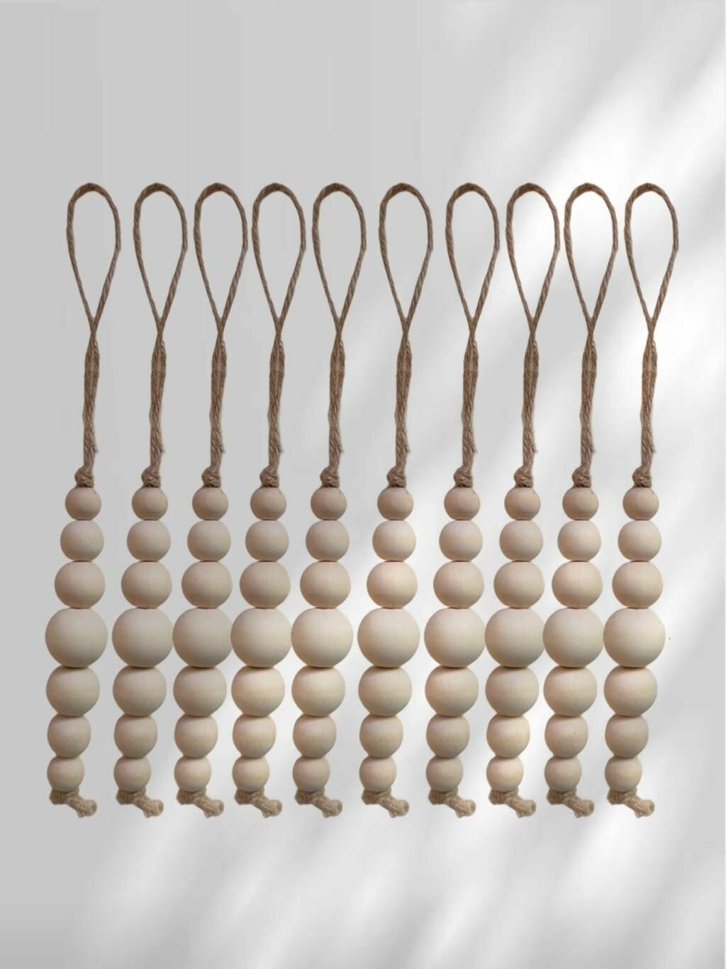 Деревянные бусины для украшения ёлки, 10 шт, - 1