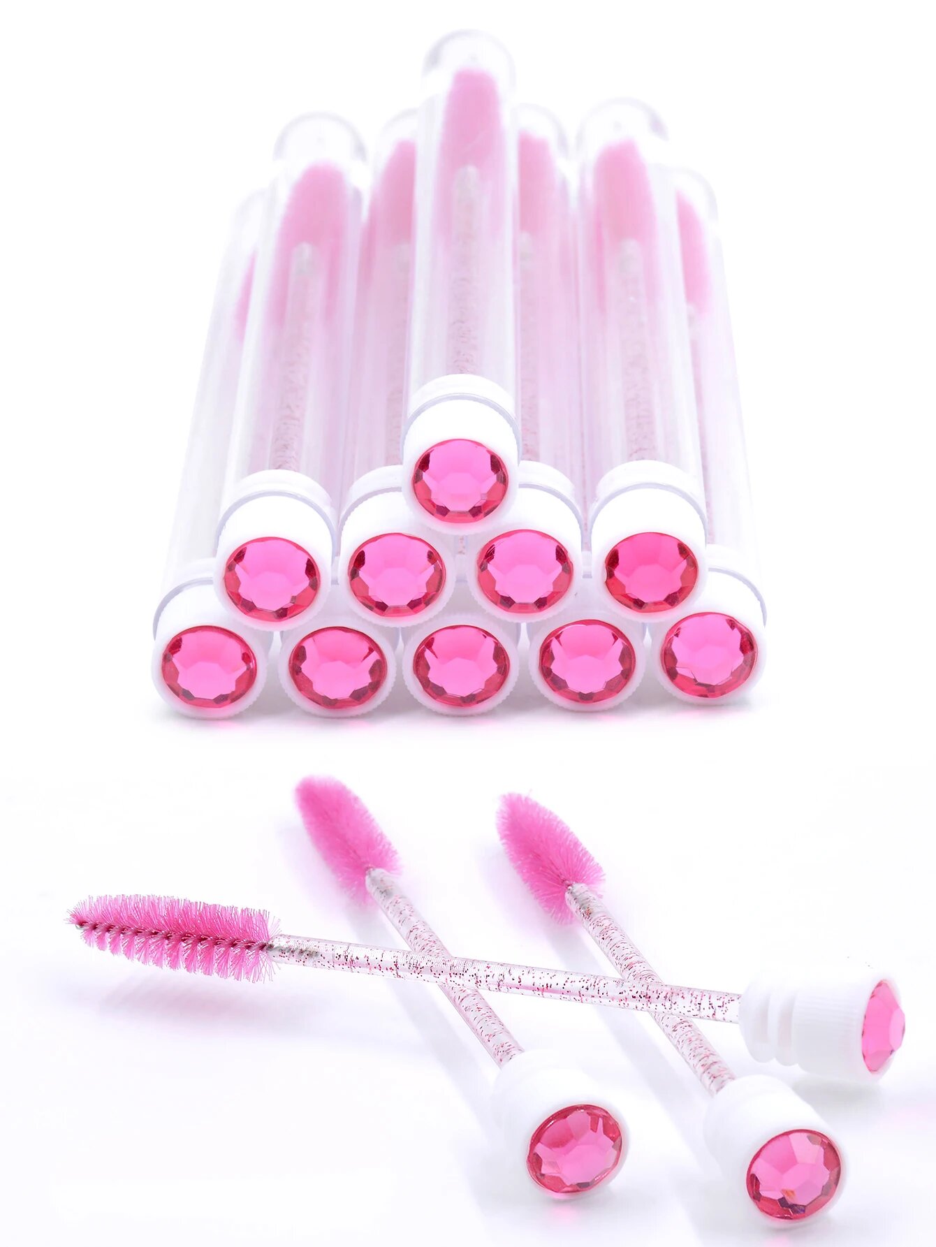 Щеточки для туши многоразовые, hotpink, 10 шт