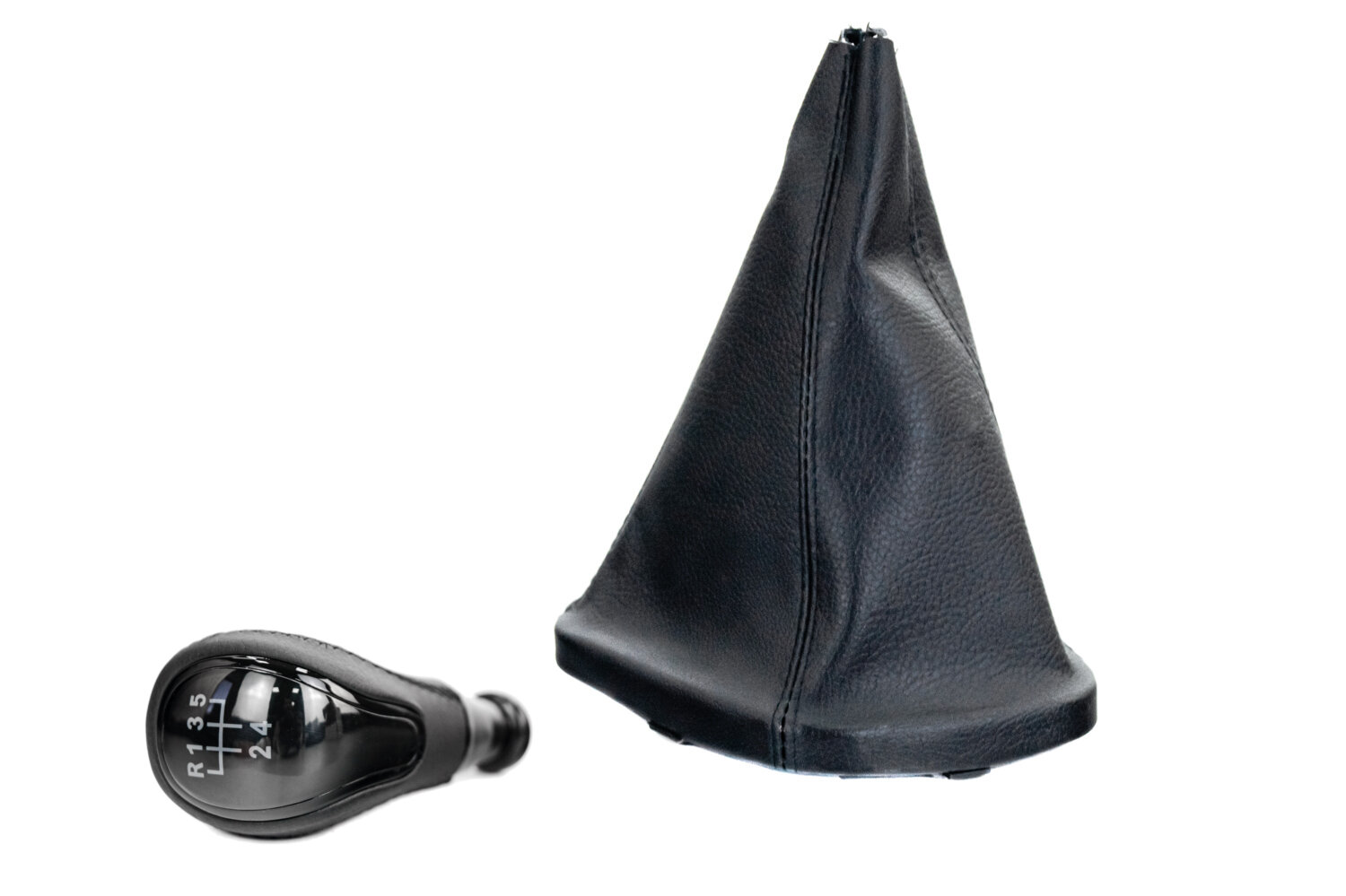 Ручка КПП в стиле Vesta с пыльником, черная вставка, экокожа, черная строчка Sal-Man на ВАЗ 2110-2112 с кулисой